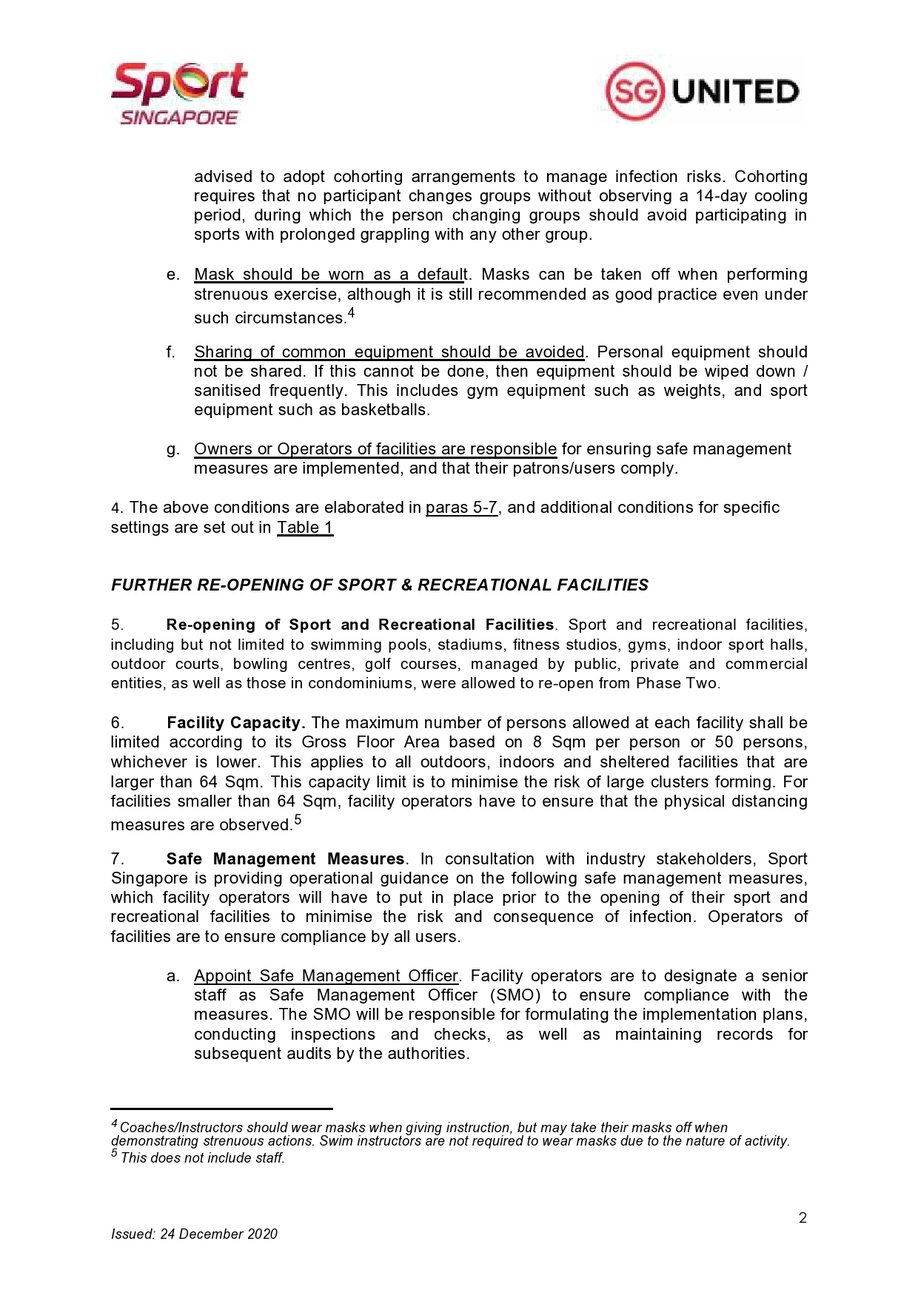 RESUMPTION OF SPORT AND PHYSICAL EXERCISE & ACTIVITY FOR PHASE THREE ...